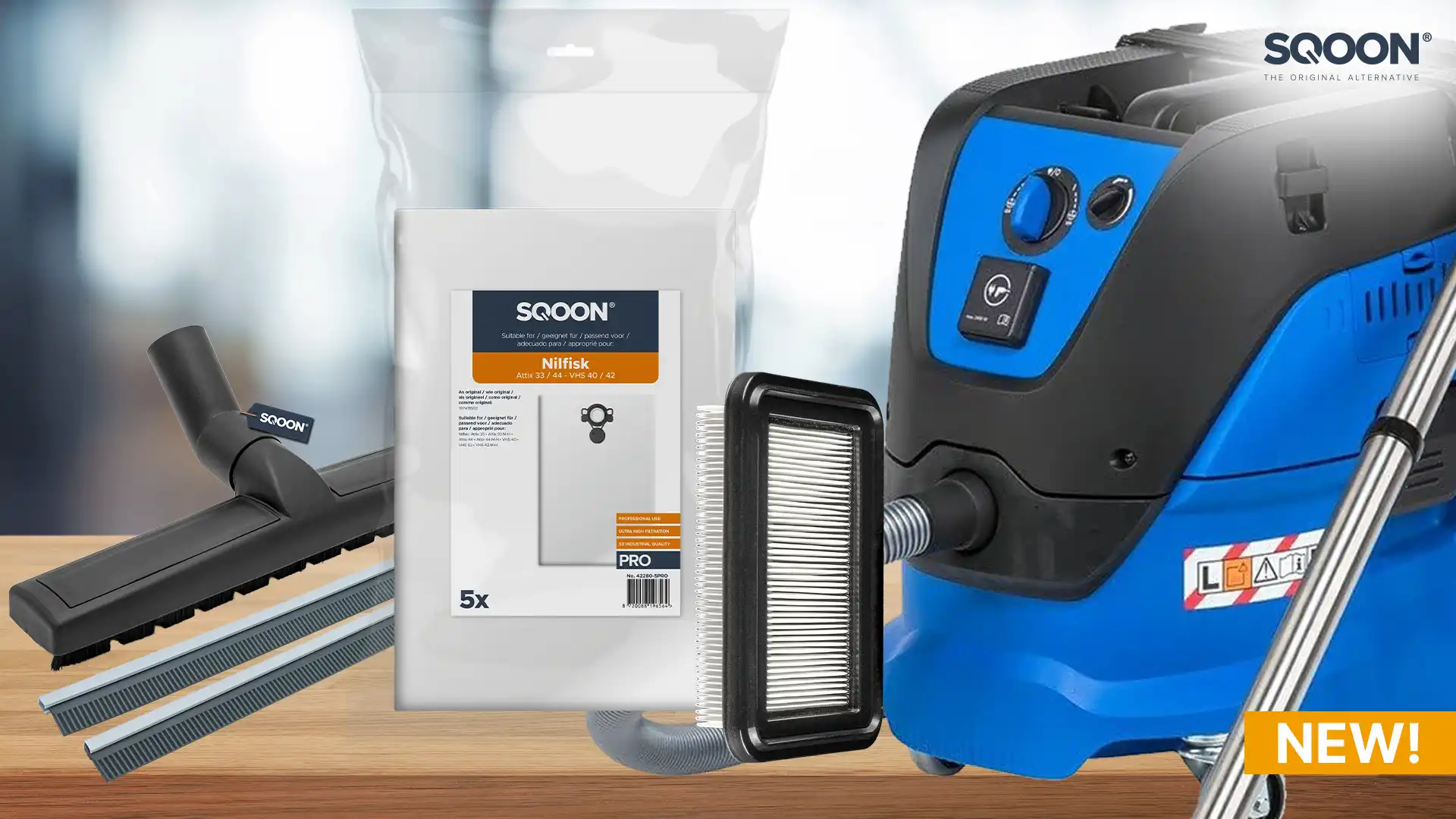 SQOON® Filtres, sacs & accessoires pour Nilfisk Attix 33/44 | Nouvelle gamme